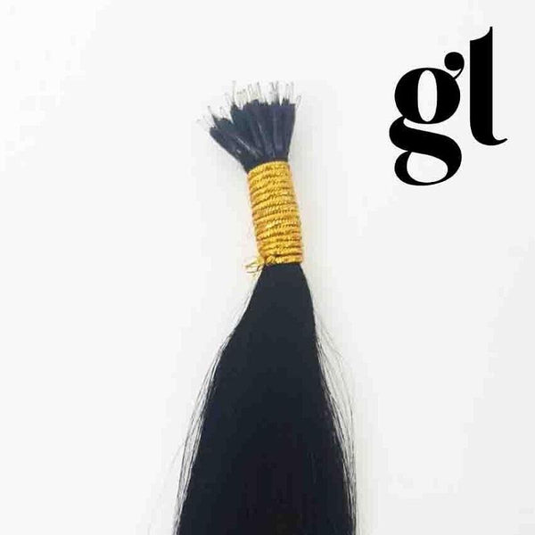 #1 Jet Black Nano Tip 14inch 0.5g training Hair (25 Strands) - GL Hair ...